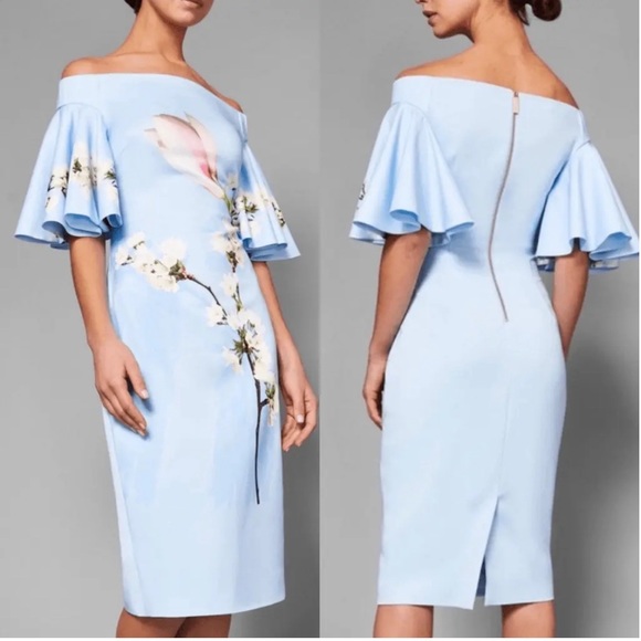 Ted Baker | Dresses | Nwt Ted Baker London Pale Blue Floral Lauraen Off ...